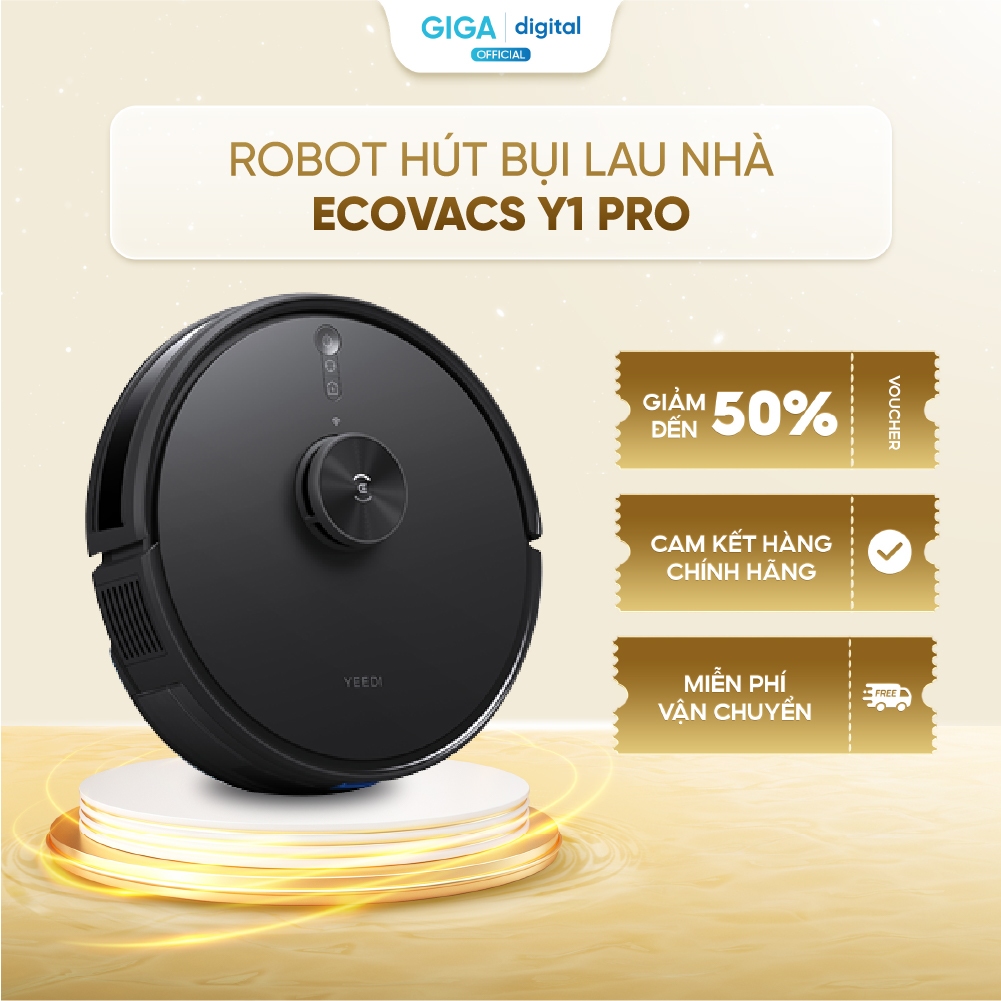 Robot hút bụi lau nhà thông minh Ecovacs Y1 Pro - Lực hút mạnh mẽ 6500Pa - Chống rơi - Hoạt động ...