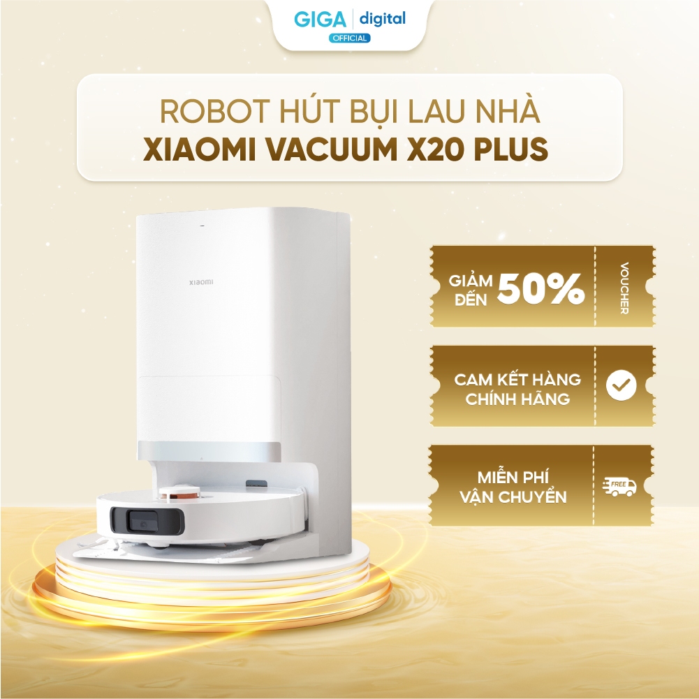 Robot hút bụi lau nhà Xiaomi Vacuum X20+/X20 Plus - Lực hút 6000Pa - Tránh vật cản thông minh ...