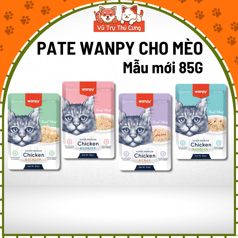 Pate Wanpy Premium Cho Mèo Thịt Gà & Hải Sản 85g | Shopee Việt Nam