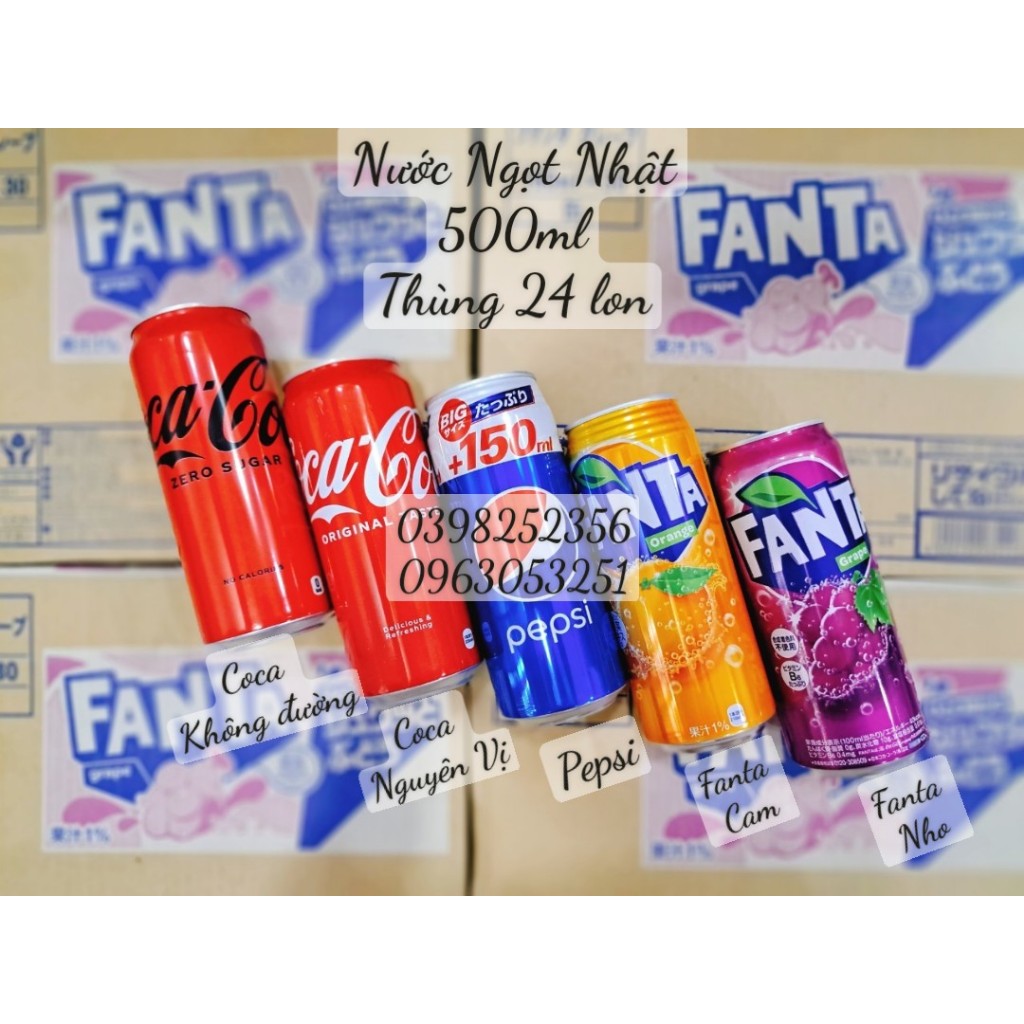 Nước Ngọt Coca /pepsi/Fanta Nhật 500ml (Thùng 24 lon) Lý Mai | Shopee ...