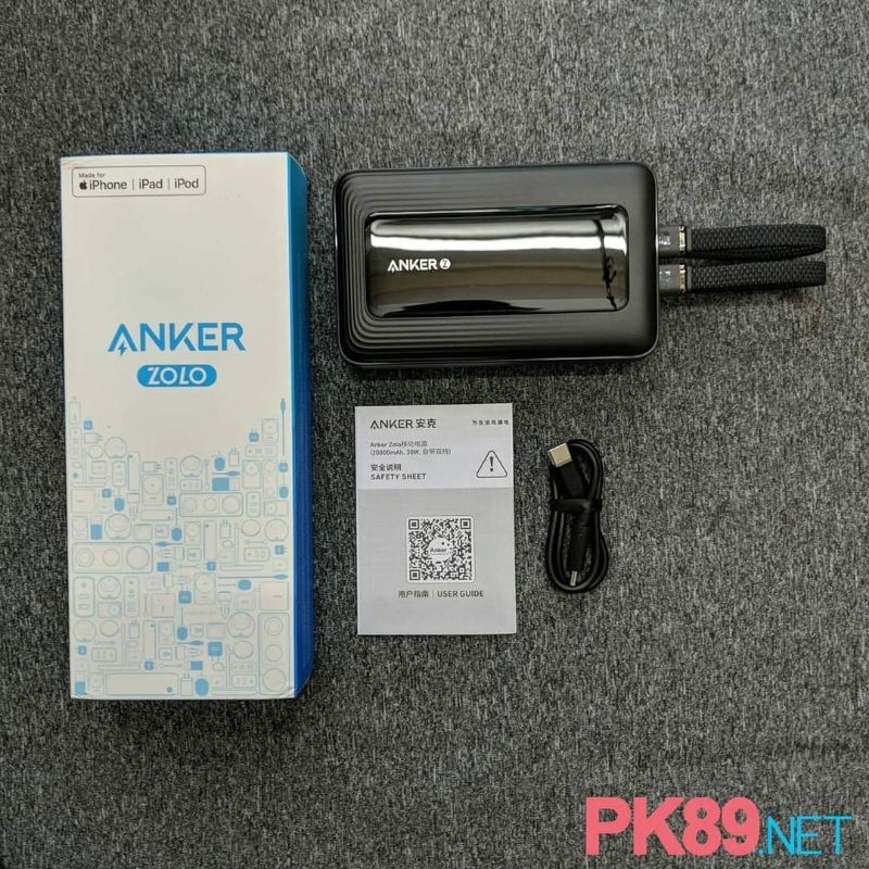 Sạc dự phòng Anker Zolo 20000mAh sạc nhanh 30W A1681 tích hợp sẵn cáp cho Ip và Android | Shopee ...