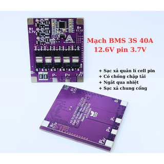 Mạch BMS 3S 40A 12.6v (Ver 3.1) sạc xả quản lí cell pin, hệ pin 3.7V có ...