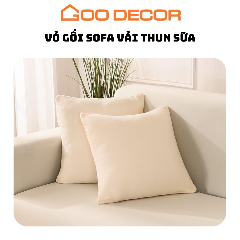 Vỏ gối sofa GOO Decor màu trơn vải thun sữa, bọc gối tựa sofa 45x45 ...