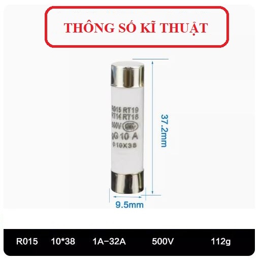 Ống cầu chì gốm R015 RT18 RT14 lõi cầu chì 1A ~ 32A 10*38mm | Shopee ...