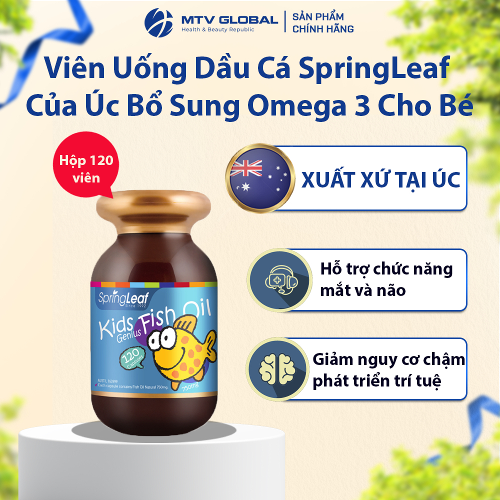 Viên Nhai Dầu Cá SpringLeaf Úc Bổ Sung Omega 3 Hỗ Trợ Sáng Mắt, Phát ...