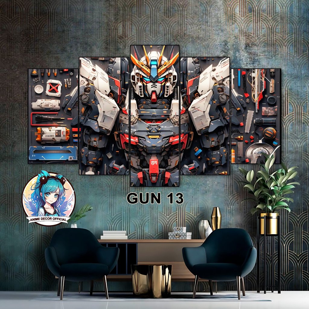 Bộ 5 Tấm Tranh Ghép Decor Gundam Siêu Mê Dán Tường Fomex Nhựa 5mm Dán ...