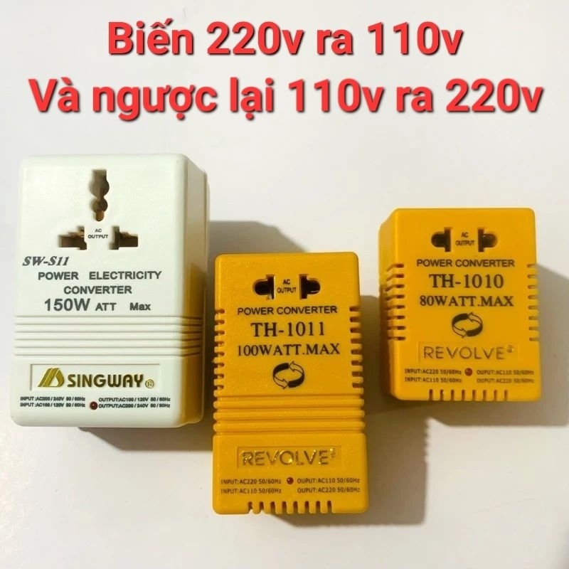 Bộ chuyển đổi nguồn 220V sang 110V và ngược lại 80w 100w 150w , Cục biến chuyển điện 220v ra ...