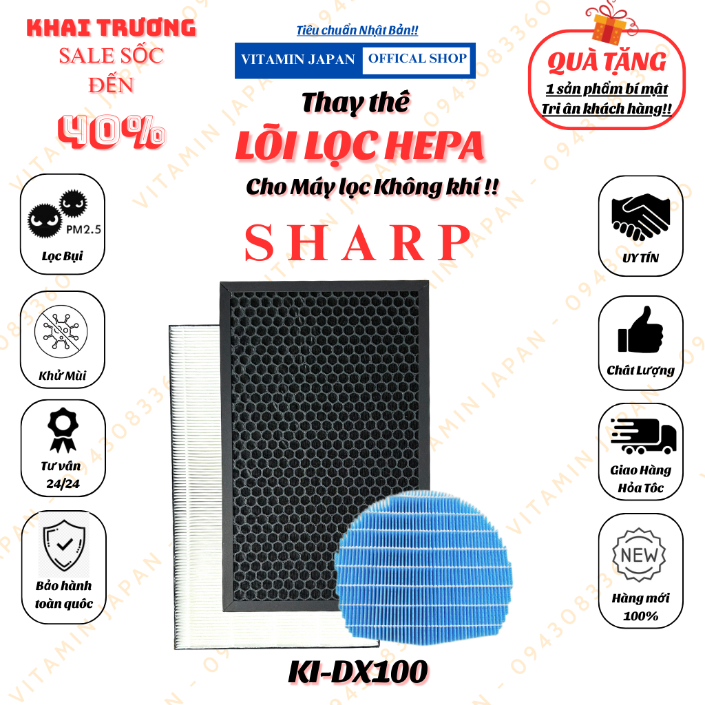 Màng lọc không khí Sharp: KI-EX100,KI-DX100,KI-FX100,KI-GX100,KI-GS100 ...