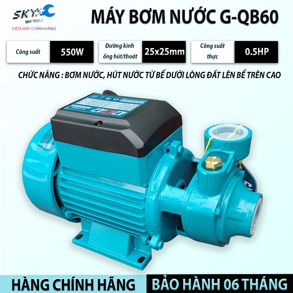 Máy bơm nước, hút nước GGG - G-QB60 550W, thương hiệu Thái Lan, máy chính hãng Bảo Hành 06 tháng ...