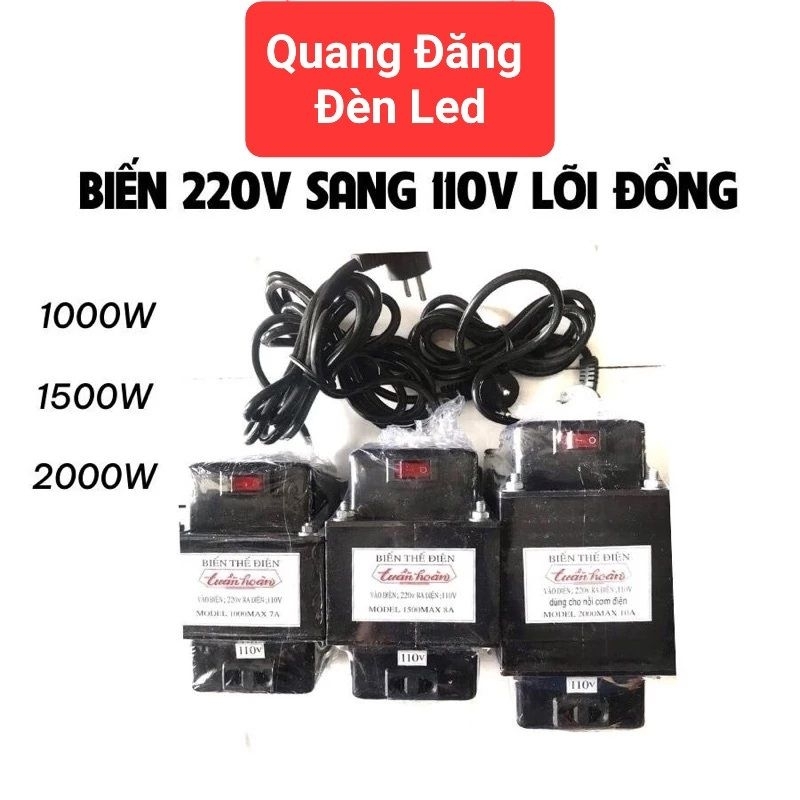 Bộ chuyển đổi nguồn 220v sang 110v 1000w 1500w 2000w Bộ chuyển nguồn ...