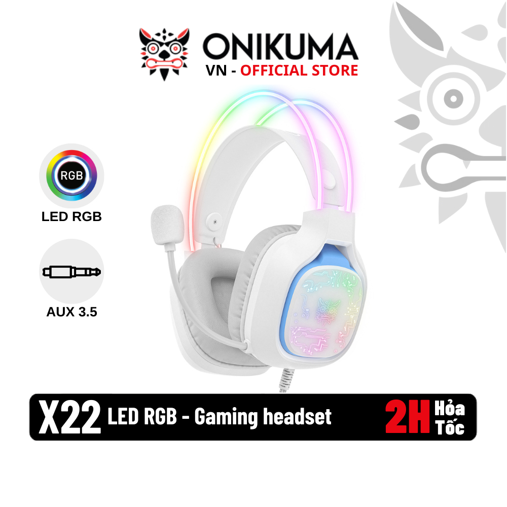 [WHITE] ONIKUMA X22 - Tai nghe gaming - Cắm dây jack 3.5mm - Led RBG ...