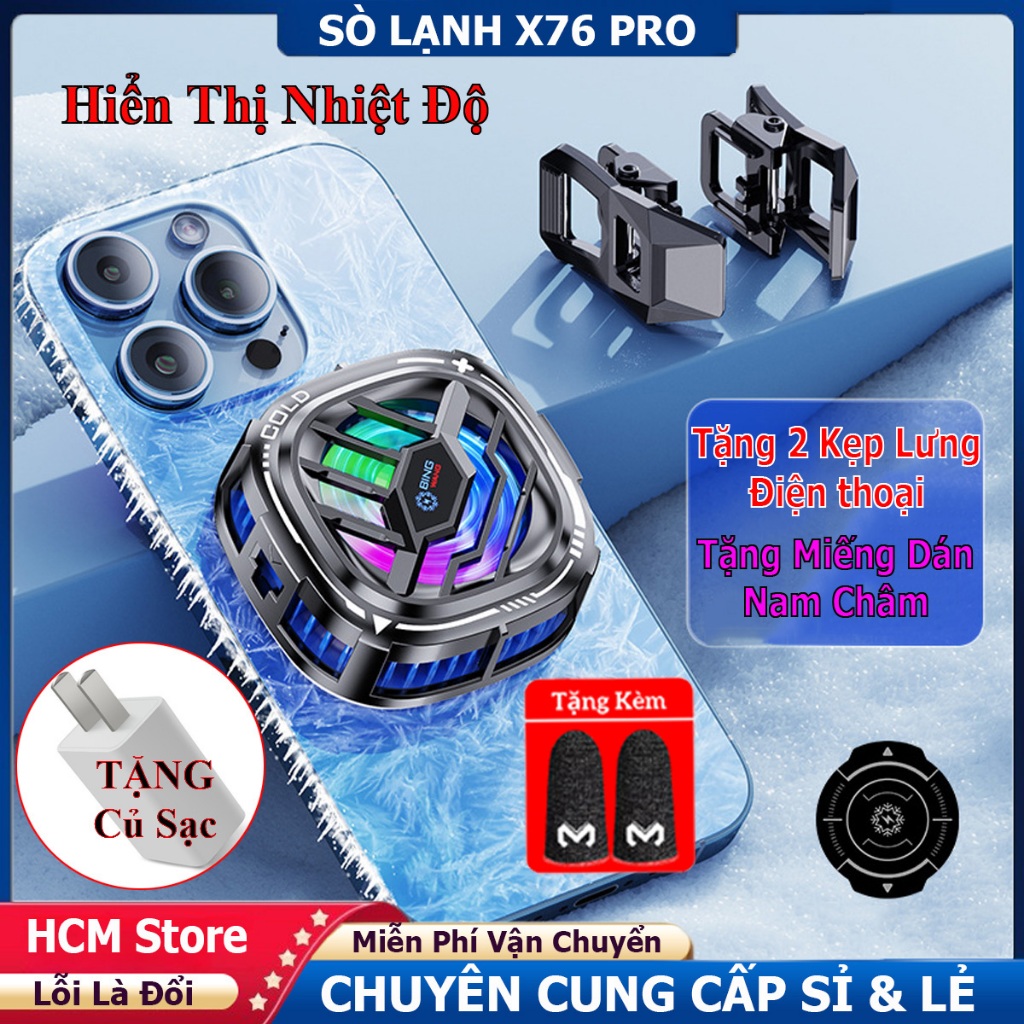 [Bản Pro] Quạt tản nhiệt điện thoại X76 Pro sò lạnh từ tính 15W có hiển ...
