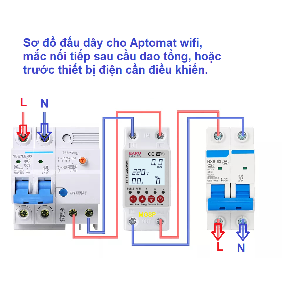 Công tắc wifi, công tơ điện tử, cầu dao thông minh tuya, aptomat chống ...
