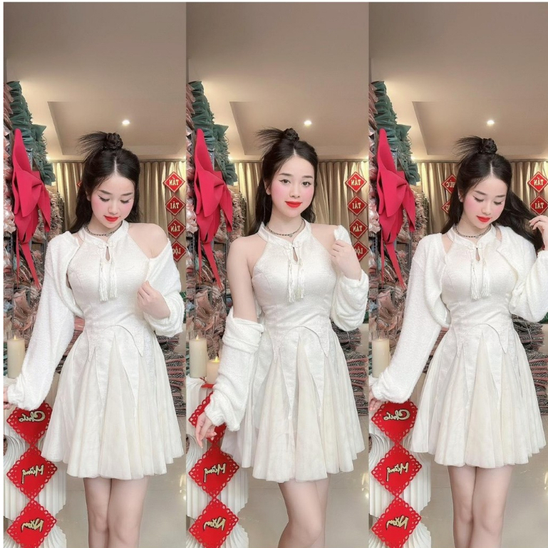 Set đầm cách điệu phối lưới + áo khoác thiết kế by Thương Lê P31 | Shopee Việt Nam