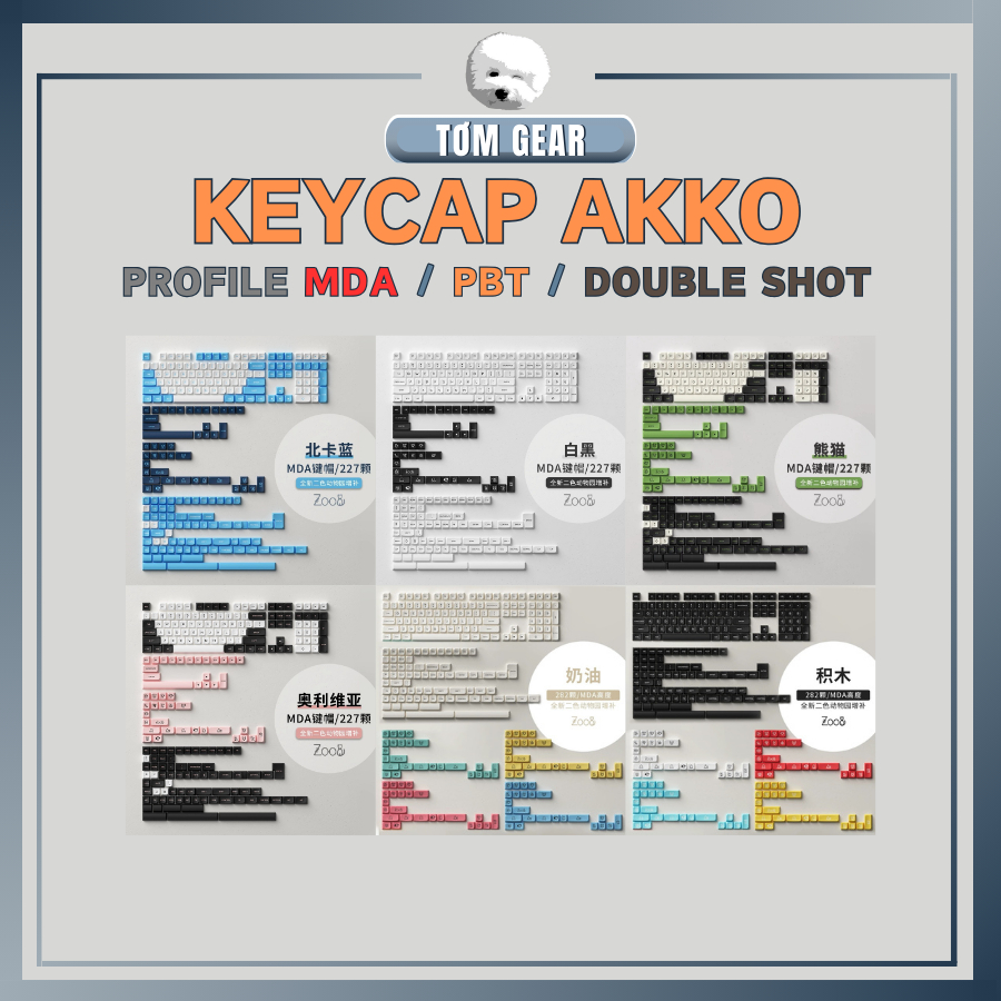 Set Keycap AKKO UNC Blue BoW Panda Olivia Cream WoB Profile MDA PBT ...
