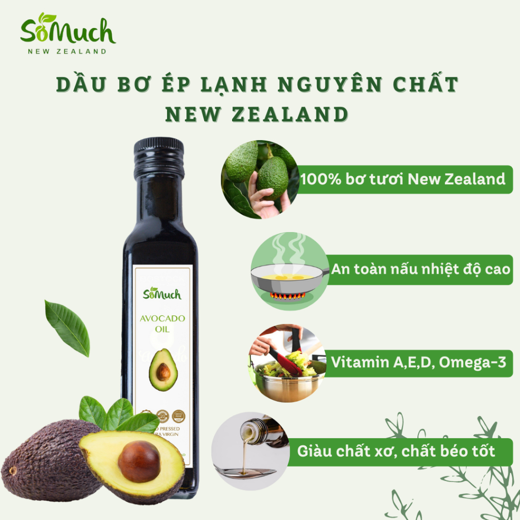 DẦU BƠ🥑Ép lạnh New Zealand, dòng SIÊU DƯỠNG CHẤT EXTRA VIRGIN. Chai 250ml Hiệu SOMUCH | Shopee ...