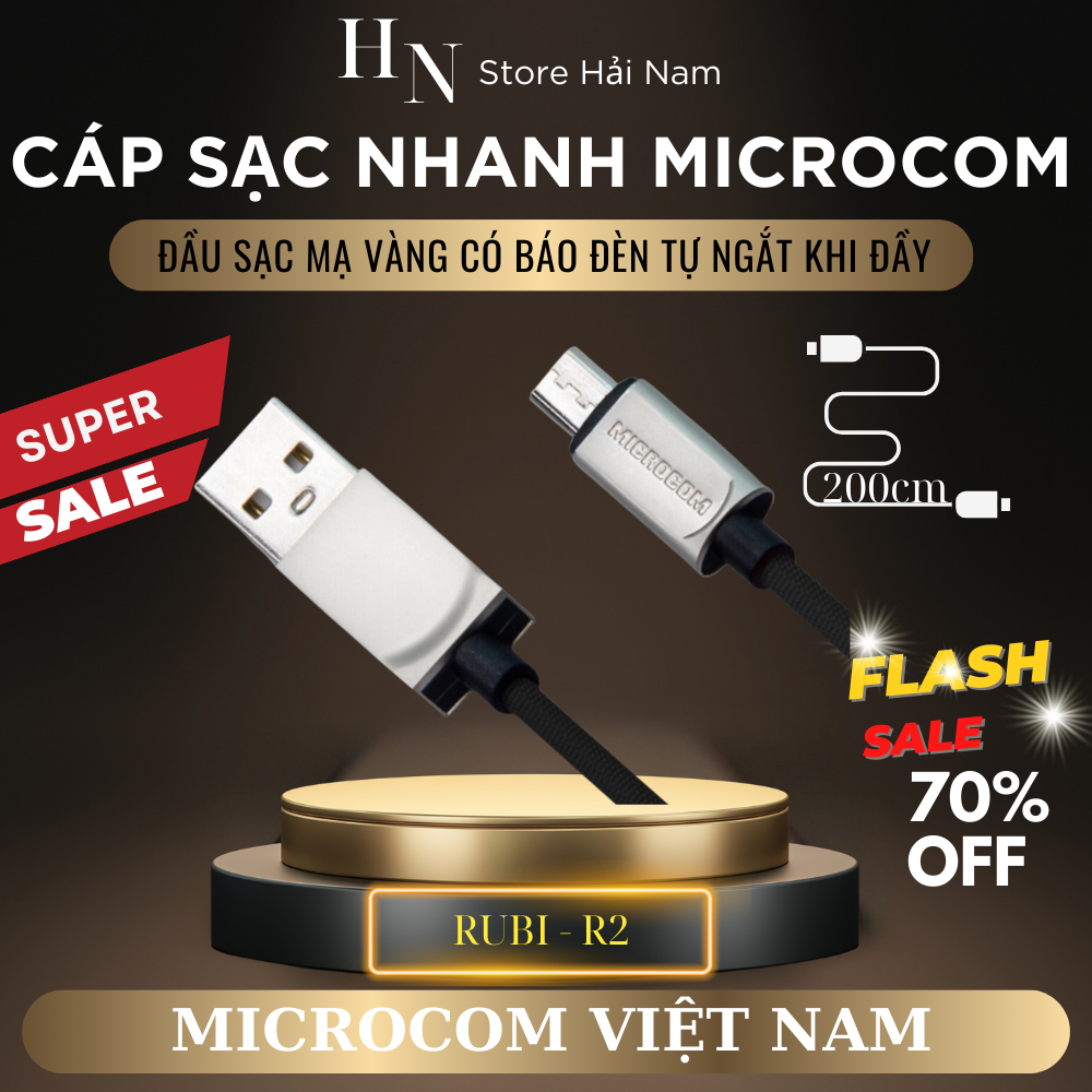 CÁP SẠC NHANH MICROCOM VIỆT NAM HÀNG CHÍNH HÃNG BẢO HÀNH 1 NĂM dài 1.5m-2m | Shopee Việt Nam
