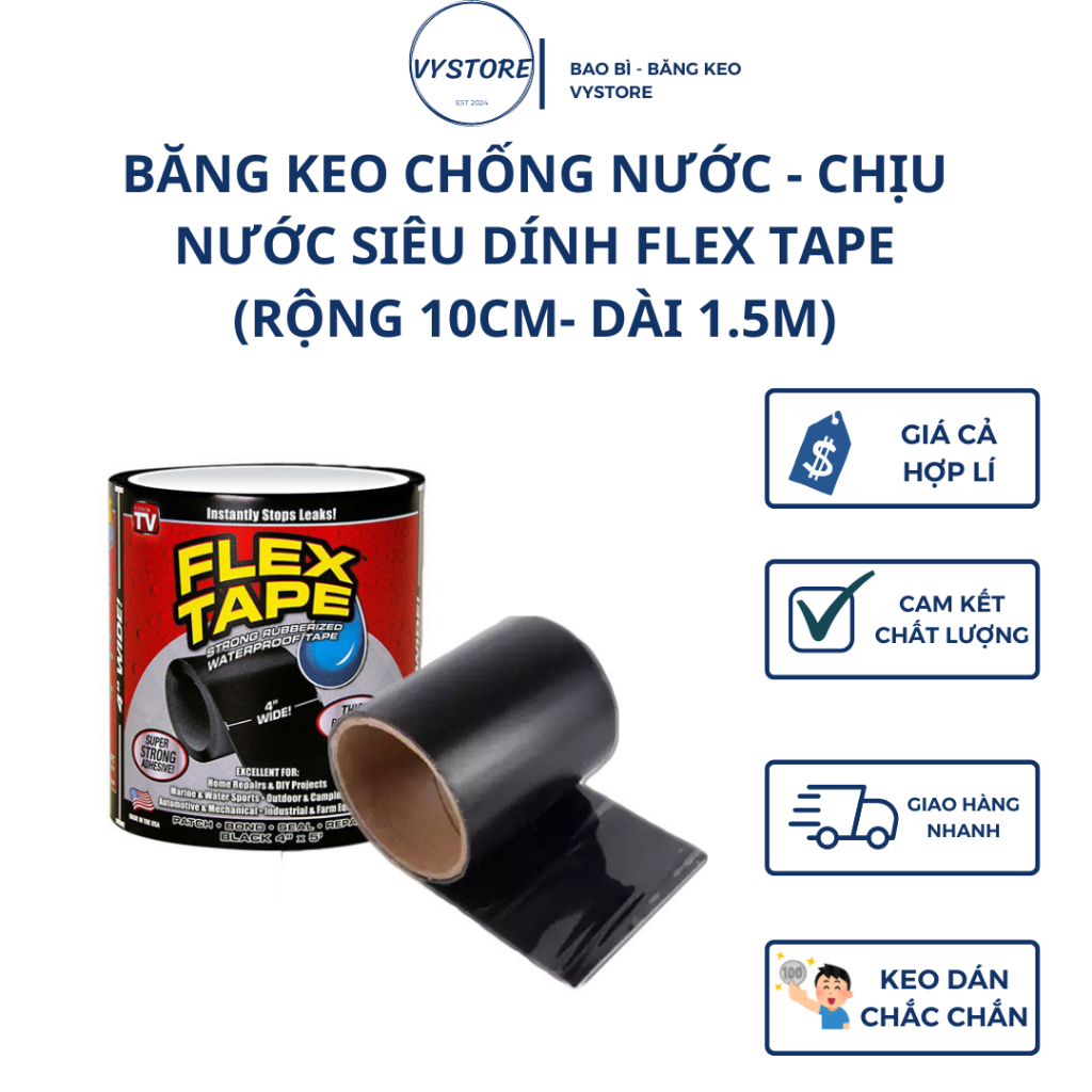 Băng keo, băng keo chống nước chịu nước siêu dính Flex Tape, rộng 10cm ...