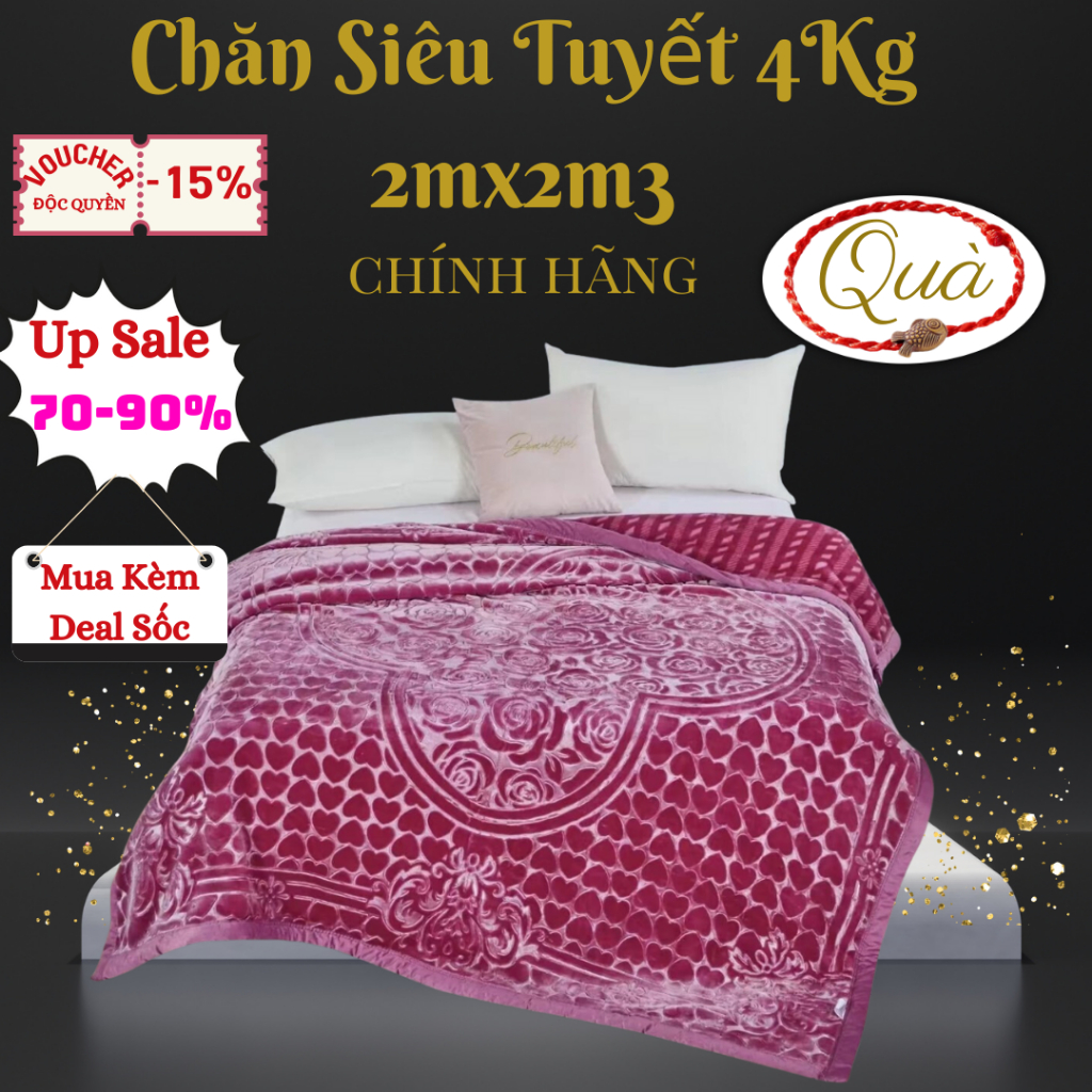 Chăn mền siêu tuyết hình tim 2 lớp nặng 4kg hàng chính hãng Phòng Ngủ ...
