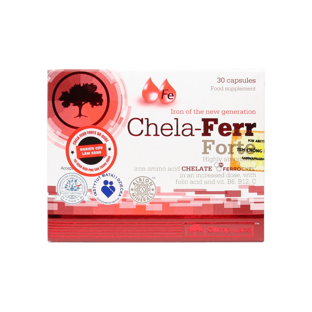 Chela-Ferr Forte bổ sung sắt, hỗ trợ cải thiện thiếu máu (30 viên ...