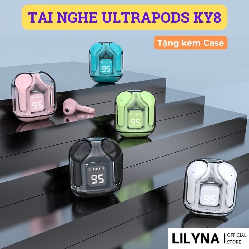 Tai nghe bluetooth KY8 Ultrapods Max cảm ứng, siêu nhỏ gọn, không dây ...