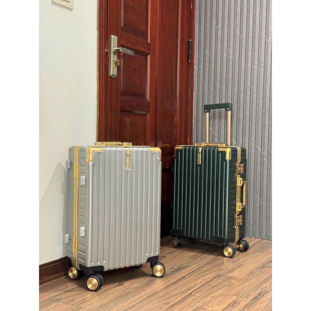 [PHIÊN BẢN VIỀN VÀNG GOLD] Vali khung nhôm khóa sập nâng cấp, 2 ngăn ...