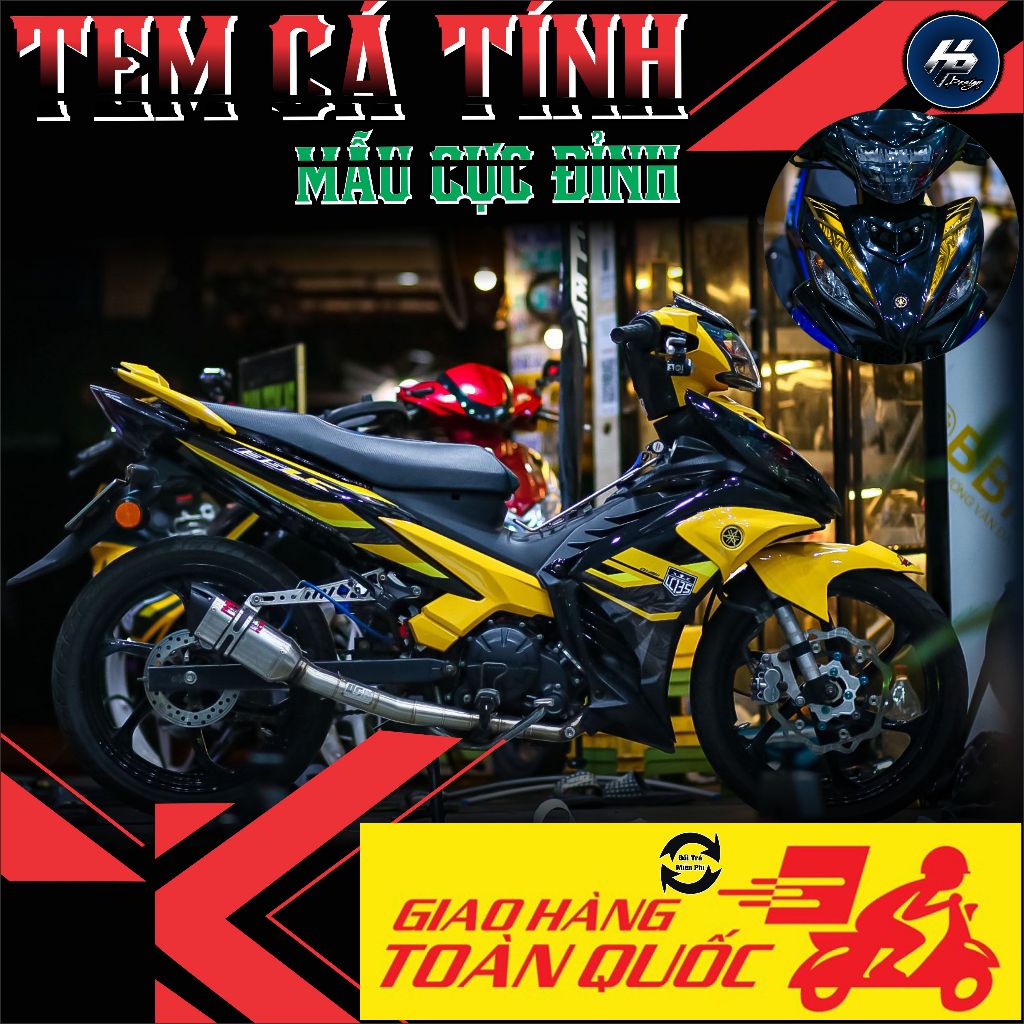 Tem lc 135 dán cho exciter 2011 màu đen vàng chất,tem rời in chất liệu ...
