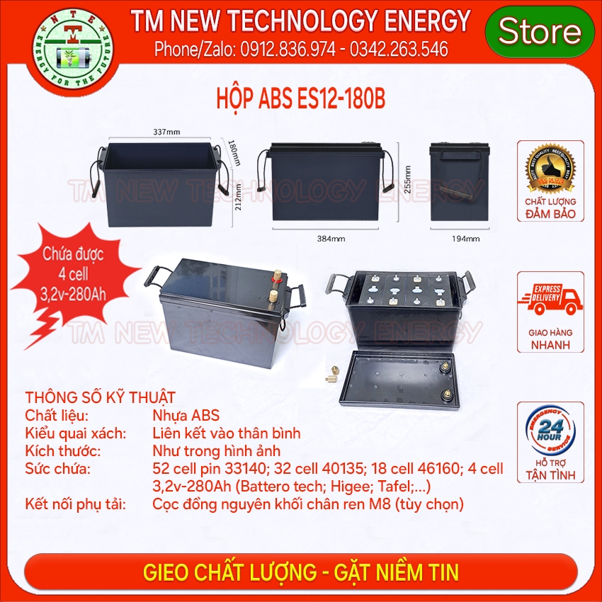 Hộp nhựa ABS chuyên dụng chứa vừa 4 cell pin LiFePo4 (pin sắt) 3.2v ...