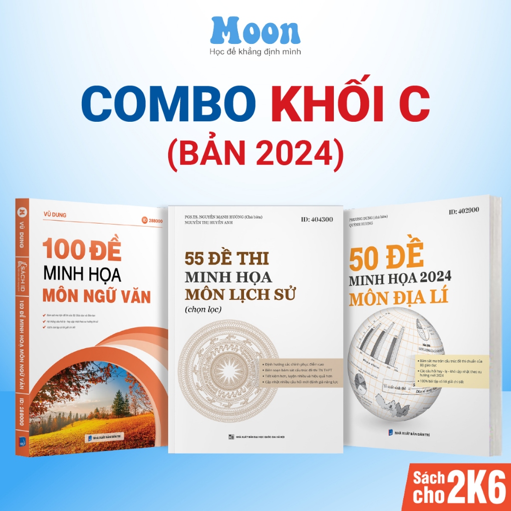 Bộ đề luyện thi trắc nghiệm khối C, sách ôn thi thpt quốc gia 2024 xã hội Moonbook | Shopee Việt Nam