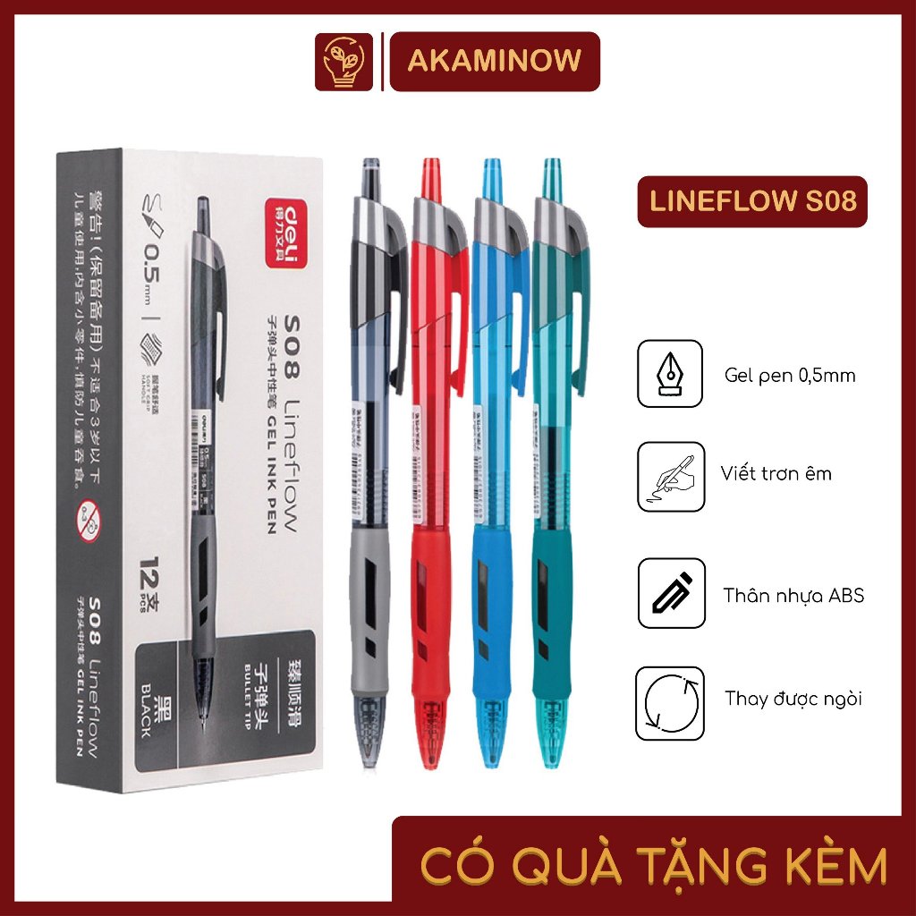 Bút Gel Deli Lineflow S08 Đầu Ngòi 0.5MM | Shopee Việt Nam