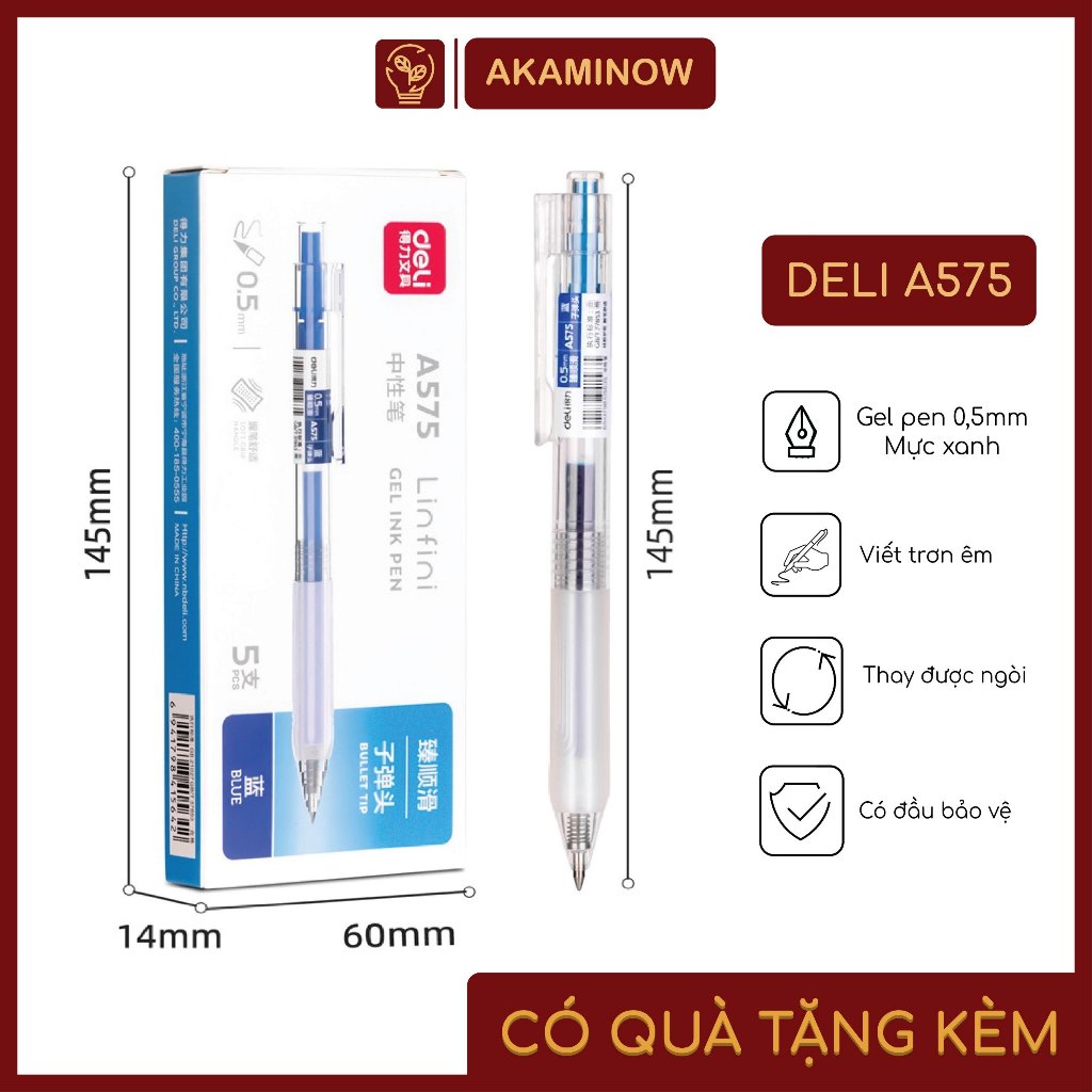 Bút Bi Mực Gel Deli A575 Mực Xanh Ngòi 0.5 | Shopee Việt Nam