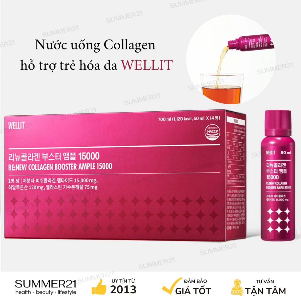 Nước uống Collagen WELLIT hỗ trợ trẻ hóa da RE:NEW COLLAGEN BOOSTER ...