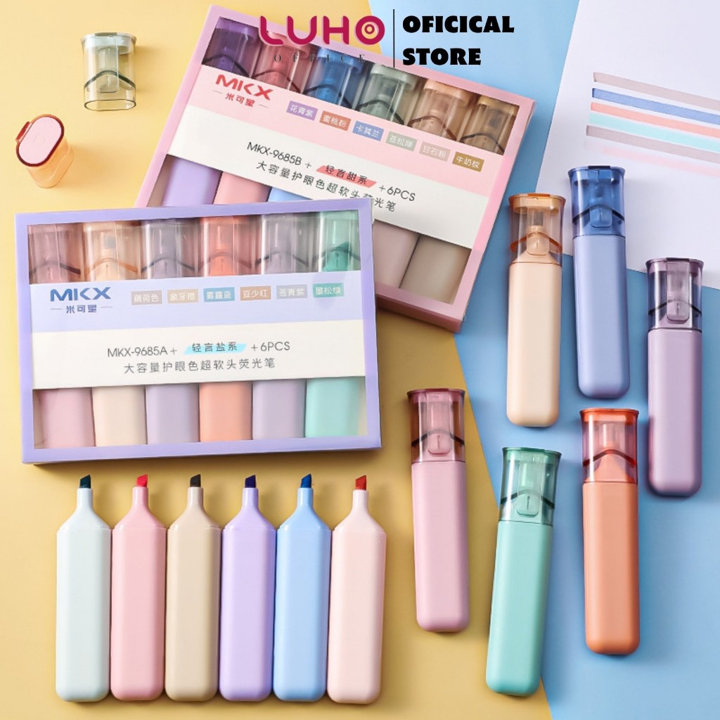 Bút đánh dấu highlight LUHO, bộ bút, set bút highlight màu pastel ...
