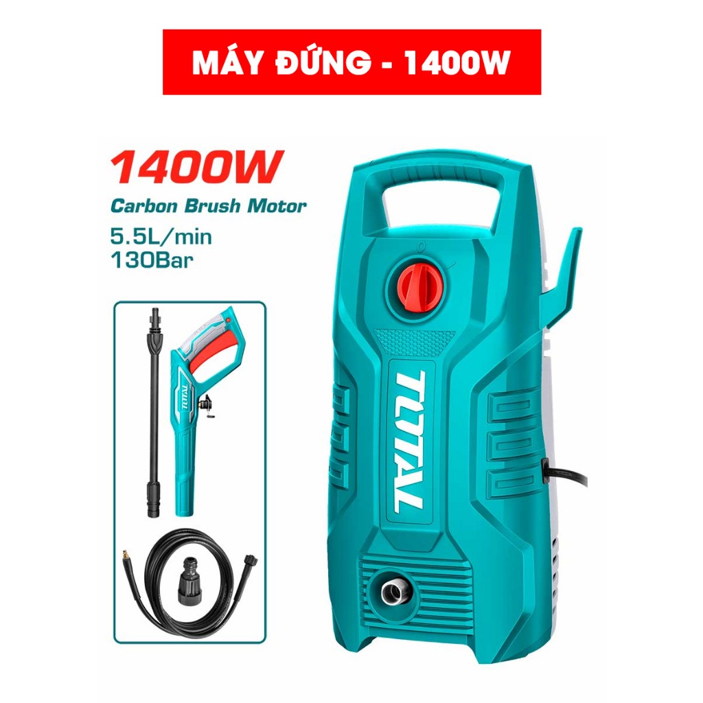 Máy xịt rửa xe TOTAL TGT11236 1500W dây đồng, motor từ không chổi than Máy rửa xe cao áp 100Bar ...
