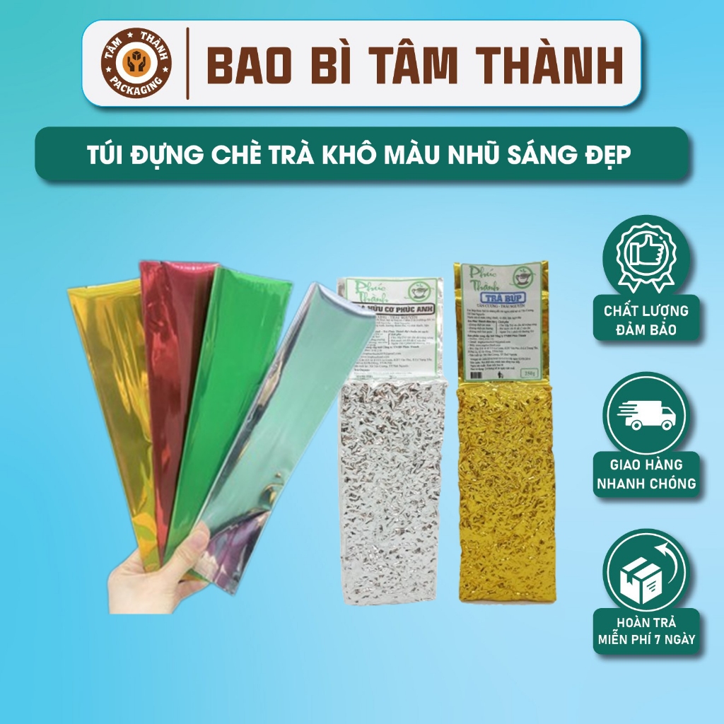 [COMBO 100 túi] Túi đựng chè trà khô nhiều màu nhũ sáng đẹp hút chân ...