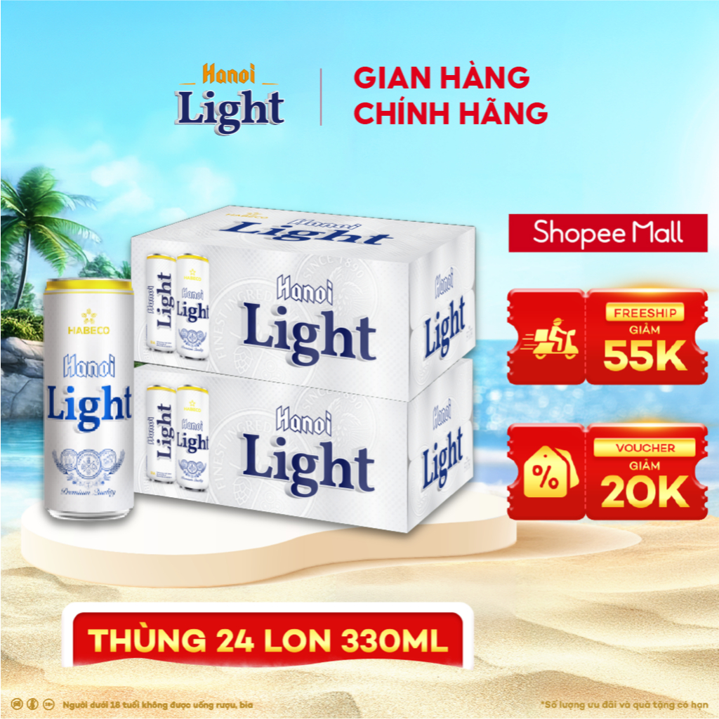 COMBO 2 Thùng 24 lon Bia Hanoi Light – HABECO (330ml/lon) | Shopee Việt Nam