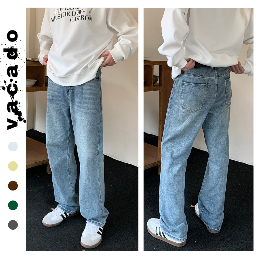 Quần Jean Nam Wash Xanh Sky Ống Rộng Suông VACADO Store | Shopee Việt Nam