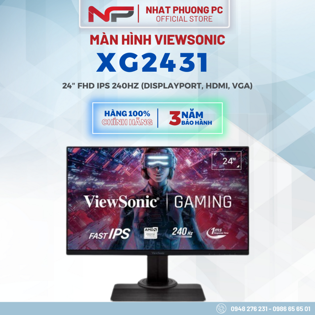 Màn hình Gaming ViewSonic XG2431 24″ FHD IPS 240Hz (DisplayPort, HDMI ...