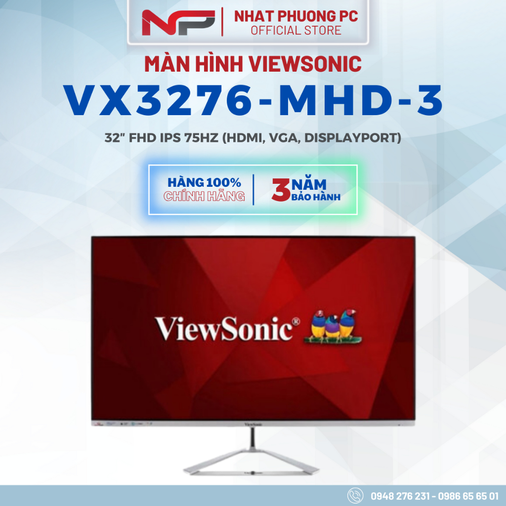 Màn hình máy tính Viewsonic VX3276-MHD-3 32″ FHD IPS 75Hz (HDMI, VGA ...