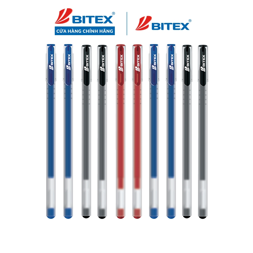 Combo 10 Bút gel Bitex mực xanh, đen, tím, đỏ G04 | Shopee Việt Nam
