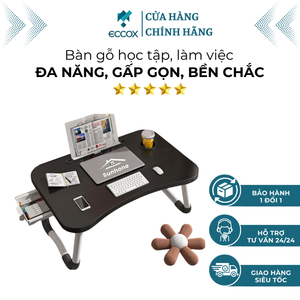 Bàn Học Làm Việc Gấp Gọn Thông Minh Tiện Ích Có Khay Cắm Điện Thoại Và Có Khay Bút Khay Cốc Và ...