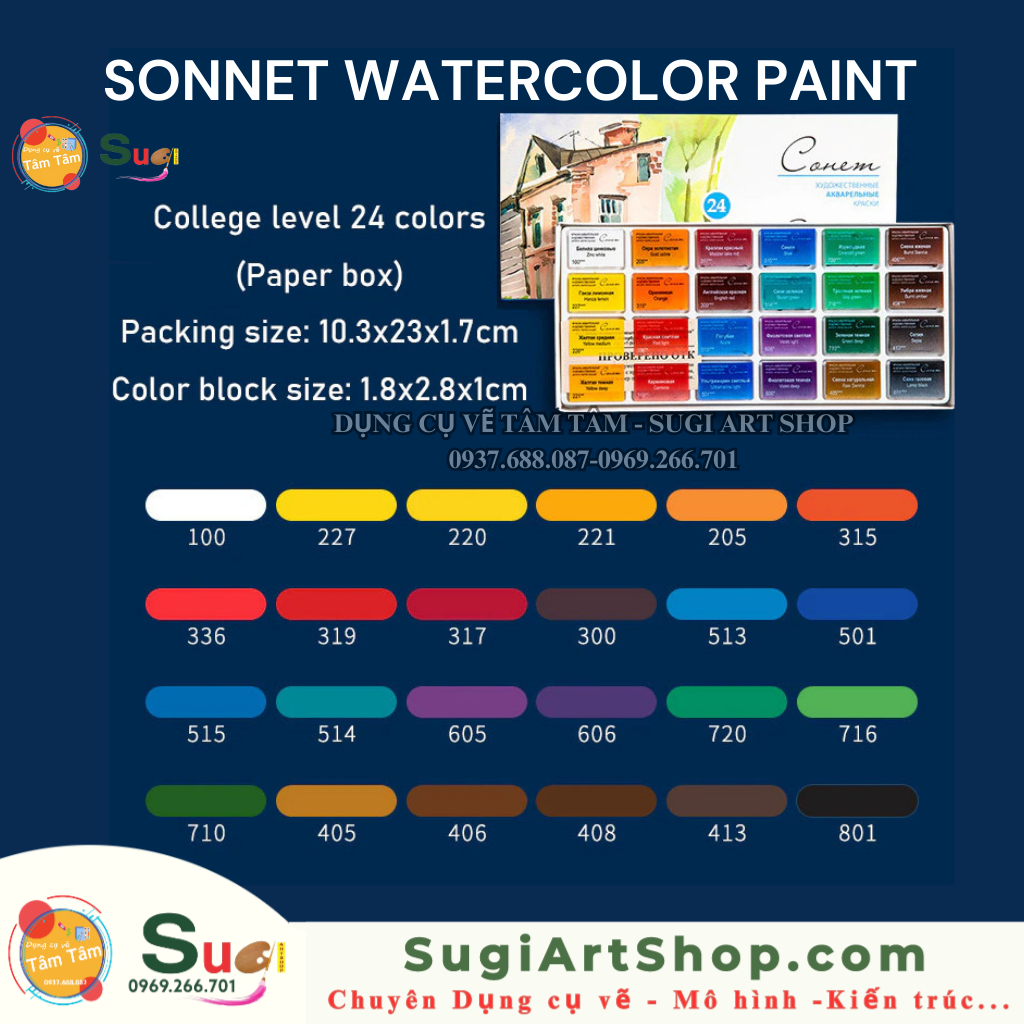 [ TÂM TÂM ] Màu nước sonnet 24 màu, Water color sonnet set 24 | Shopee ...