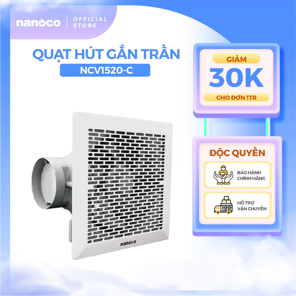 Quạt hút Nanoco âm trần có sử dụng ống dẫn model NCV1520-C/ NCV2020-C ...
