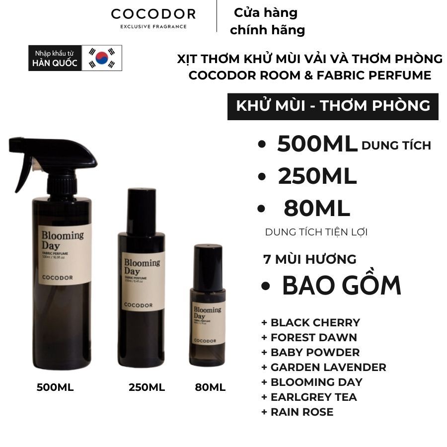 Xịt thơm khử mùi vải và thơm phòng Cocodor Room & Fabric Perfume 80ml, 250ml và 500ml | Shopee ...