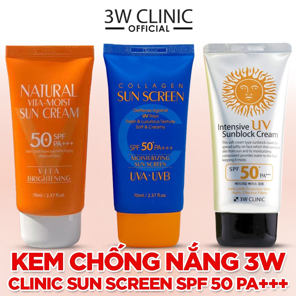 Kem chống nắng 3W Clinic Intensive UV Sunblock Cream SPF 50 Pa+++ dùng được cho mặt và body 70ml ...