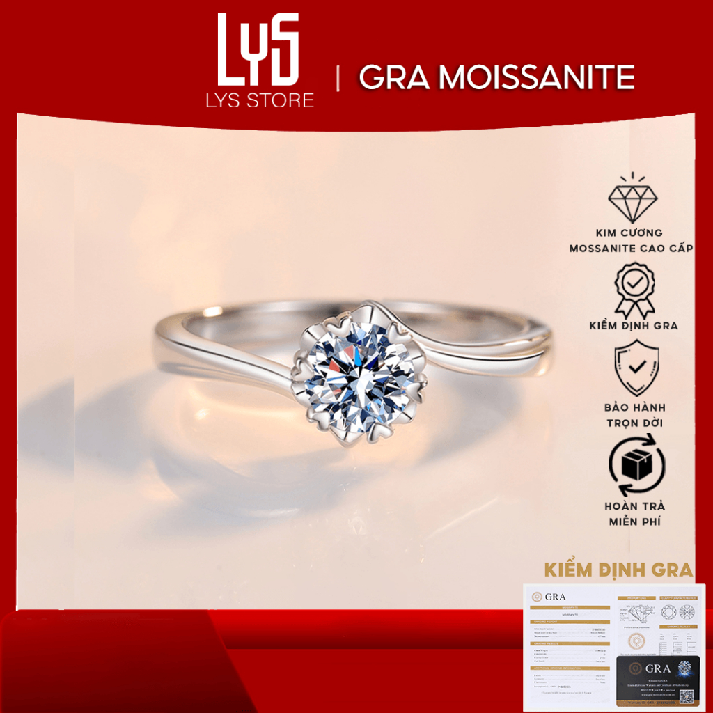 Nhẫn kim cương Moissanite 5 Ly FOREVER Classic Jane Eyre Proposal Diamond Ring DR007 | Shopee ...