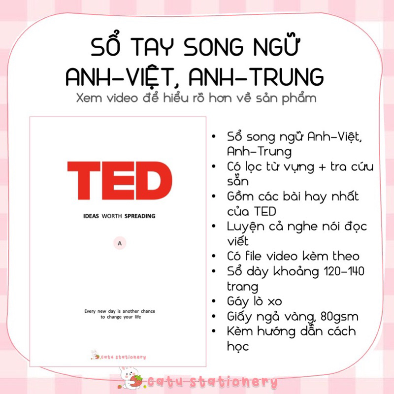 [Sổ tay TED song ngữ Anh Việt Trung] gáy lò xo kích thước B5 | Shopee Việt Nam