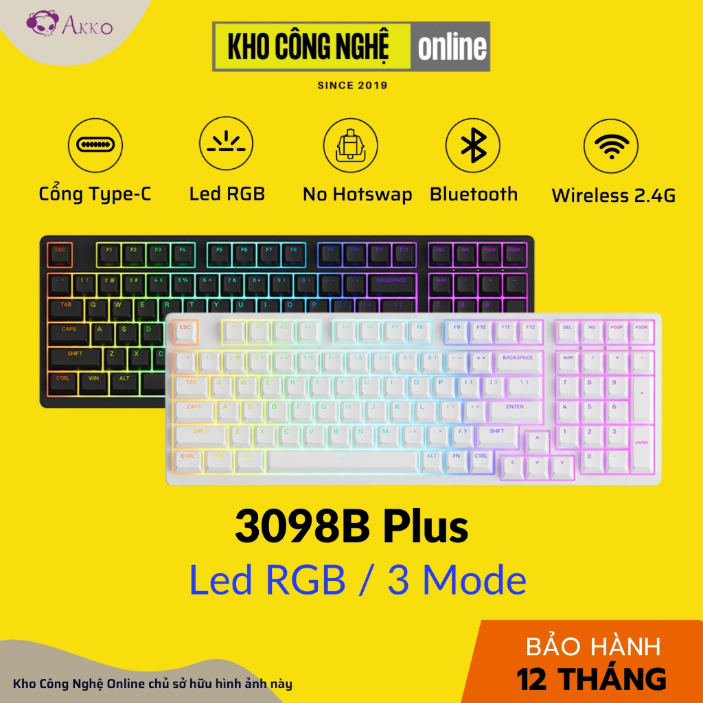 Bàn phím cơ AKKO 3098B Plus (Multimodes / RGB / Gasket mount) - Hàng ...