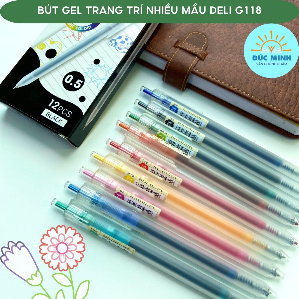 Bút bi nước mực gel BẤM nhiều màu G118 0.5mm Deli nhanh khô viết đều ...