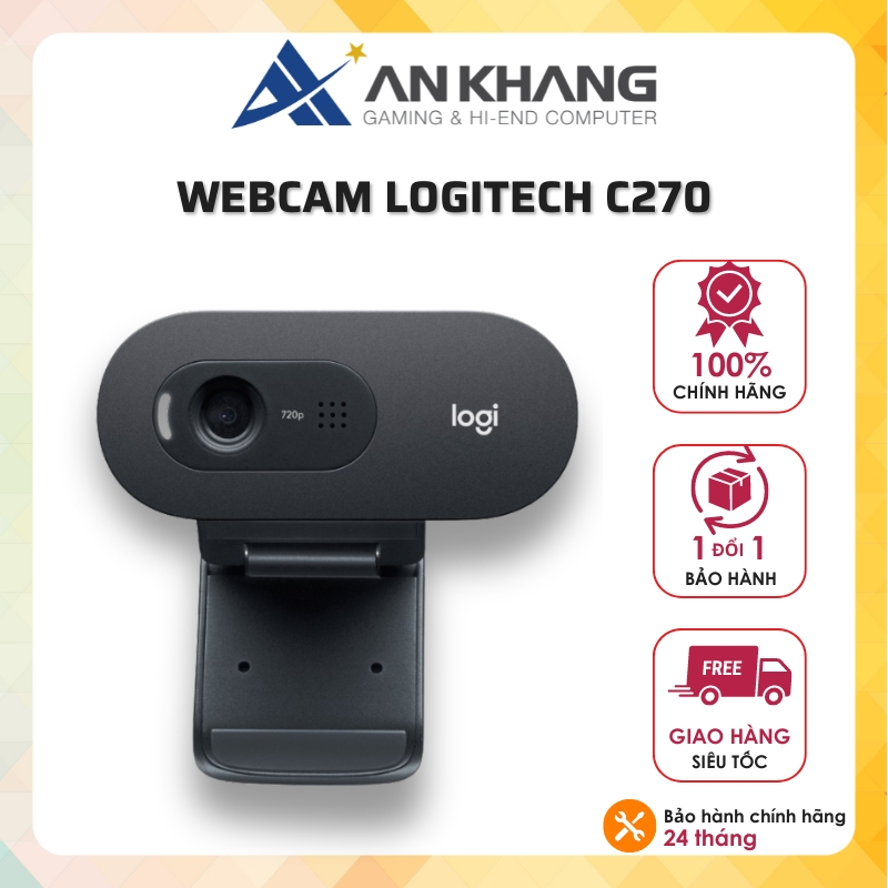 Webcam Logitech C270 720p HD - Góc cam 55o, Mic giảm ồn, Tự chỉnh sáng ...